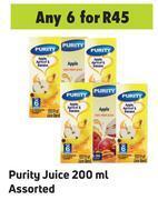 Purity juice assorted-for any 6 x 200ml offer at Game
