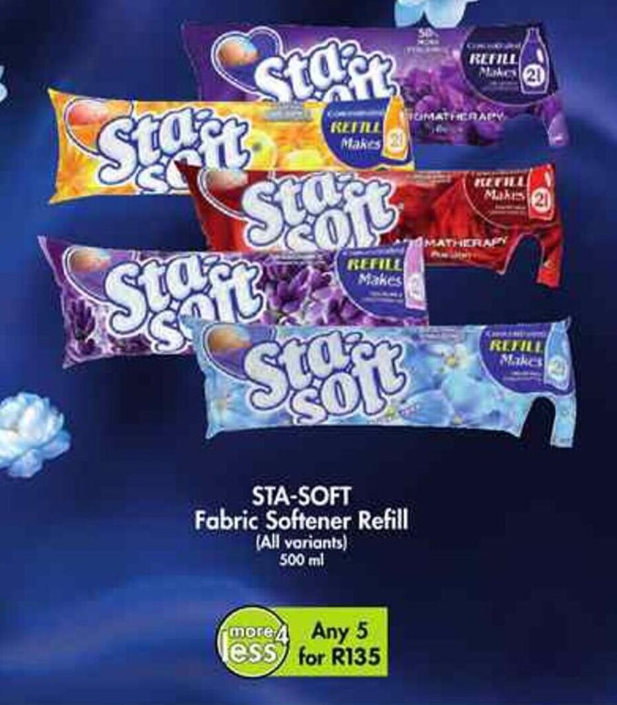 STA-SOFT Fabric Softener Refill all variants any 5 x 500ml offer at Makro