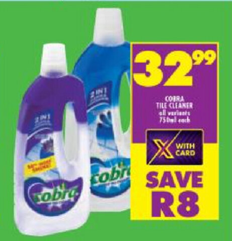Cobra Tile Cleaner 750ml offer at Shoprite