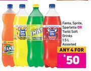Fanta, sprite, sparletta or twist soft drinks assorted-for any 4 x 1.5l ...
