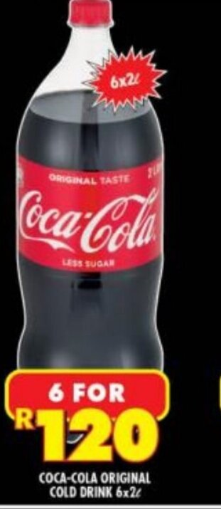 Coca-Cola Original Cold Drink 6 x 2L offer at Shoprite Liquor
