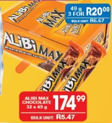 Alibi Max Chocolate 32 x 49g offer at Giant Hyper