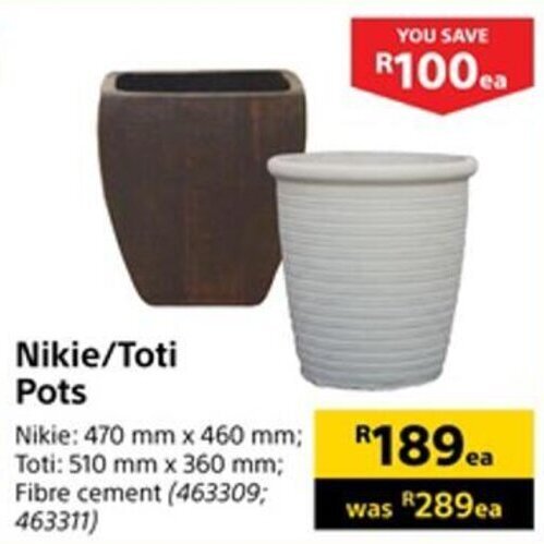 Garden Master Nikie / Toti Pots offer at Builders Warehouse
