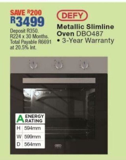 DEFY - Metallic Slimline Oven - DBO487 offer at OK Furniture