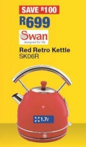 Swan - Red Retro Kettle - SK06R offer at OK Furniture