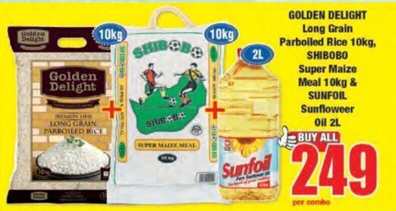 Golden Delight Long Grain Parboiled Rice 10 kg, Shibobo Super Maize ...