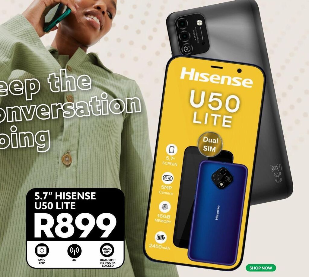 5.7" hisense u50 lite offer at Ackermans