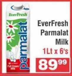 EverFresh Parmalat Milk 1lt x 6's offer at Advance Cash n Carry