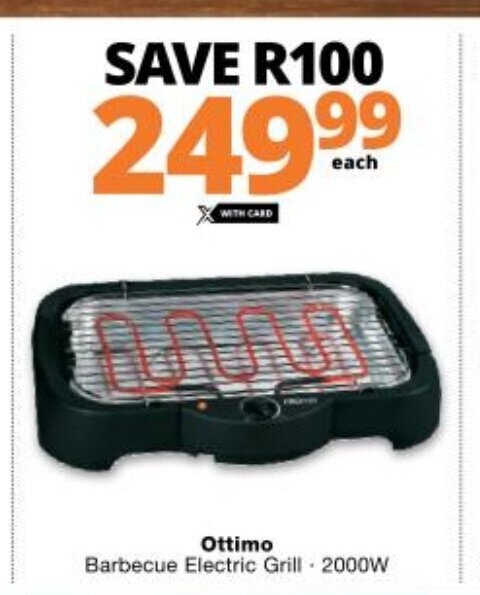 Ottimo Barbecue Electric Grill 2000W offer at Checkers