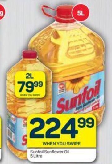 Sunfoil Sunflower Oil 5 Litre offer at Pick n Pay