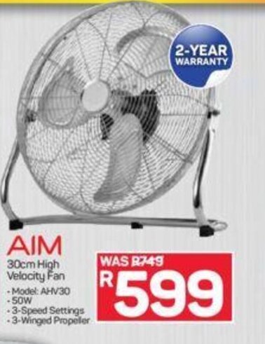 AIM 30cm High Velocity Fan offer at Pick n Pay