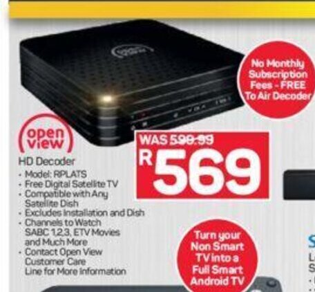Open View HD Decoder offer at Pick n Pay