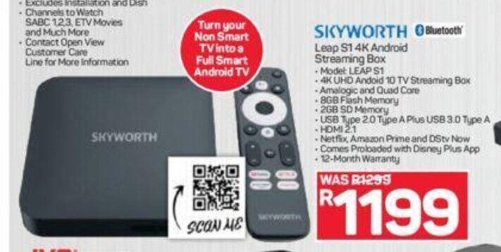 Skyworth Leap S1 4K Android Streaming Box offer at Pick n Pay