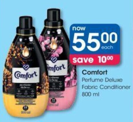 Comfort Perfume Deluxe Fabric Conditioner 800ml offer at Clicks