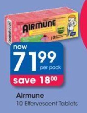 Airmune 10 Effervescent Tablets offer at Clicks