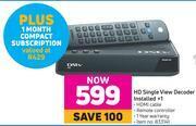 Dstv hd single view decoder installed +1 offer at Game