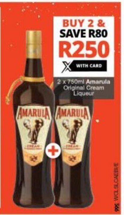 Amarula Original Cream Liqueur 2 x 750 ml offer at Checkers Liquor Shop