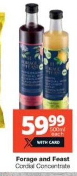 Forage and Feast Cordial Concentrate 500 ml each offer at Checkers
