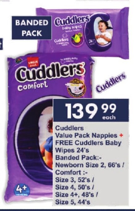 Cuddles Value Pack Nappies Cuddlers Baby Wipes 24's offer at President ...