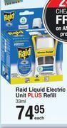 Raid liquid electric unit plus refill-33ml each offer at Dis-Chem