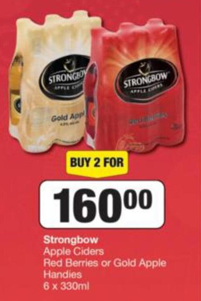 Strongbow Apple Ciders Red Berries or Gold Apple Handies 2 x 6 x 330ml ...