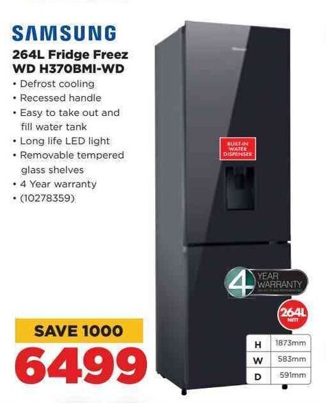 Samsung 264L Fridge Freezer WDH370BMI-WD offer at HiFi Corp