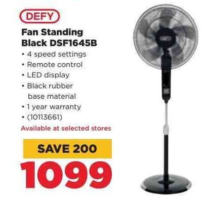 Defy Fan Standing Black DSF1645B offer at HiFi Corp