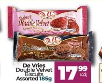 De Vries Double Velvet Biscuits Assorted 185g offer at Take 'n Pay