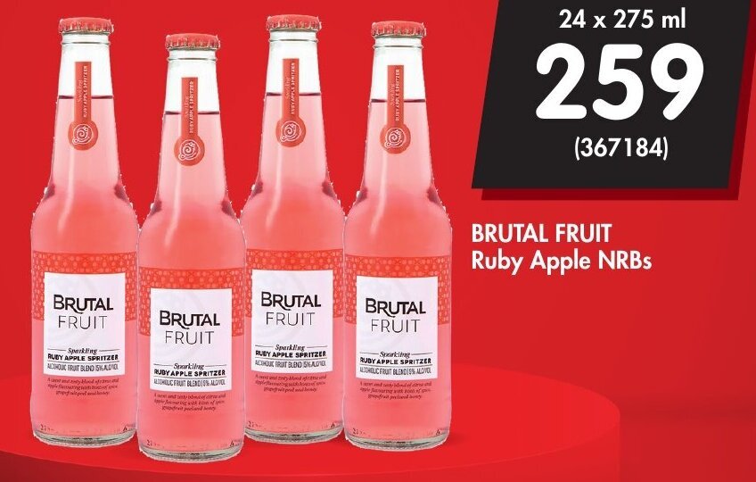 Brutal Fruit Ruby Apple NRBs 24 x 275ml offer at Makro’s liquor