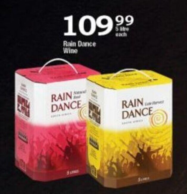 Rain Dance Wine 5 Litre each offer at Oxford Freshmarket