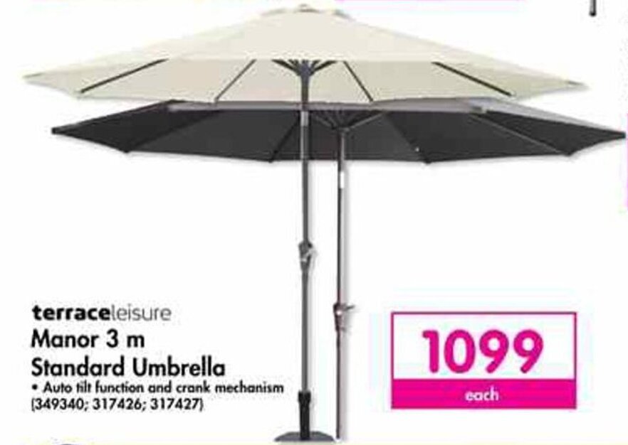 Terrace Leisure Manor 3m Standard Umbrella offer at Makro