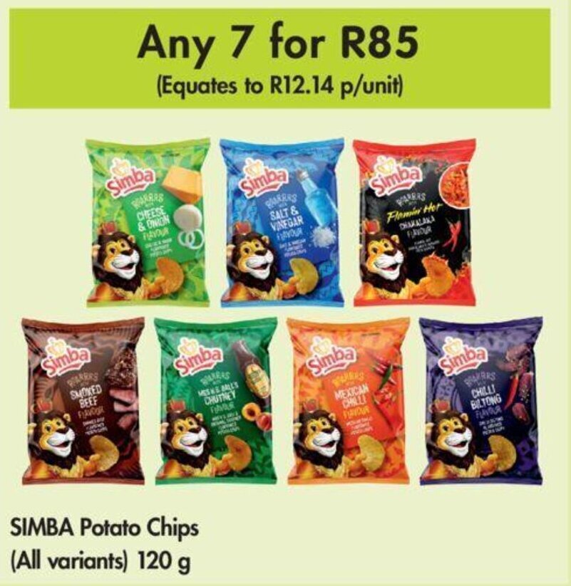 Simba Potato Chips all variants 7 x 120g offer at Makro