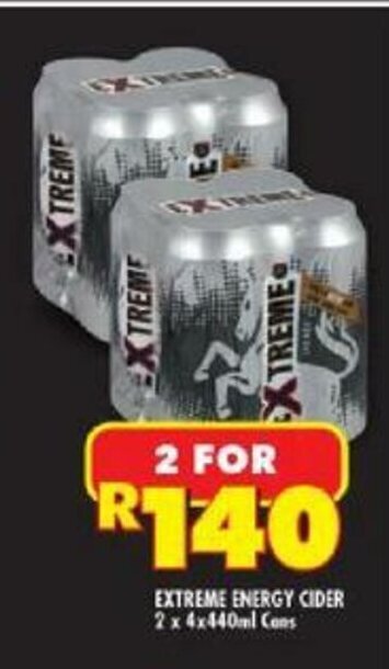 Extreme Energy Cider 2 x 4x440ml Cans offer at Shoprite Liquor