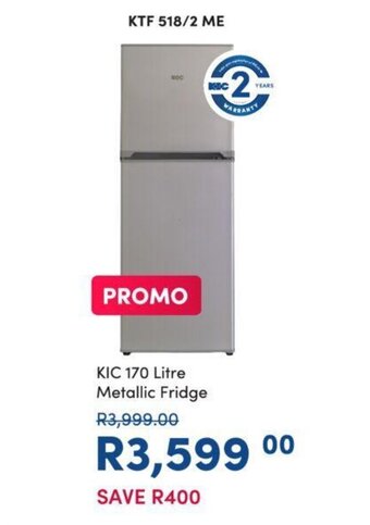 KIC 170 litre Metallic Fridge offer at OK Furniture
