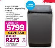 Defy 14kg top loader manhattan grey washing machine offer at Game