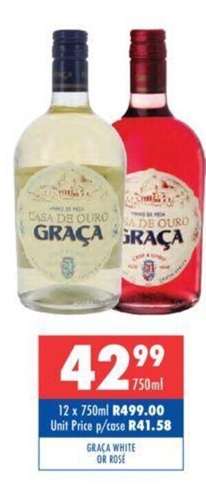 Graça White or Rosé 750ml offer at Ultra Liquors
