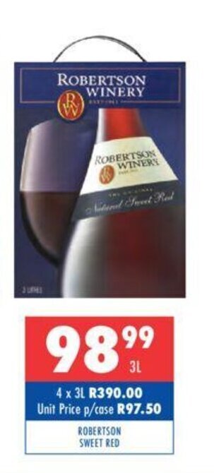 Robertson Sweet Red 3L offer at Ultra Liquors