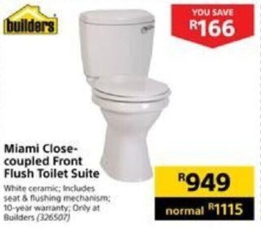 Builders Miami Close-Coupled Front Flush Toilet Suite offer at Builders ...
