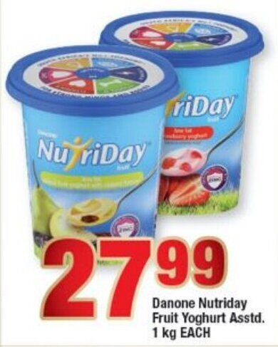 Danone Nutriday Fruit Yoghurt asstd 1kg offer at OK Foods