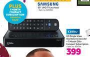 Dstv hd single view standalone decoder + 1 month dstv compact ...