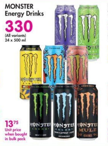 Monster Energy Drinks all variants 24 x 500ml offer at Makro