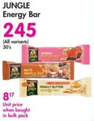 Jungle Energy Bar all variants 30's offer at Makro