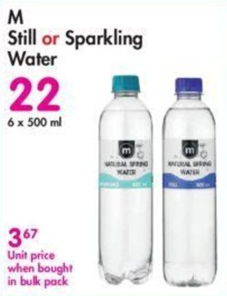 M Still or Sparkling Water 6 x 500ml offer at Makro