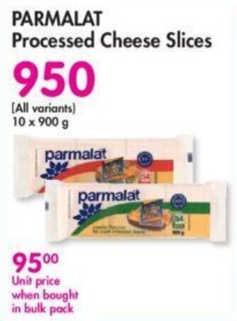 Parmalat Processed cheese SLices all variants 10 x 900g offer at Makro