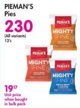 Pieman's Pies all variants 12's offer at Makro