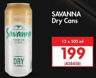 Savanna Dry Cans 12 x 500ml offer at Makro