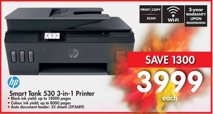 HP Smart Tank 530 3-in-1 Printer offer at Makro
