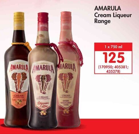 Amarula Cream Liqueur Range 750ml offer at Makro