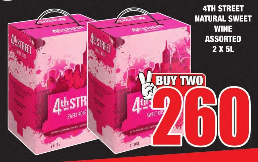 4th Street Natural Sweet Wine assorted 2 x 5L offer at Boxer Liquors