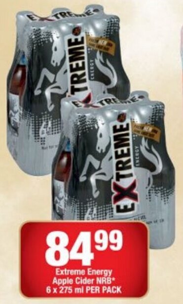 Extreme Energy Apple Cider NRB 6 x 275ml per pack offer at OK Liquor